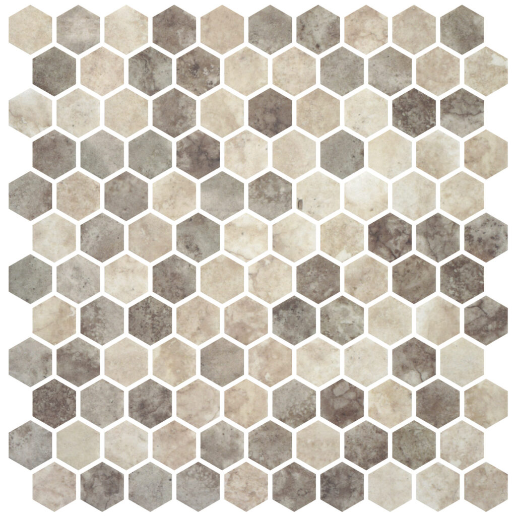 Hex Ecostones – Marble-effect hexagon glass mosaic tiles