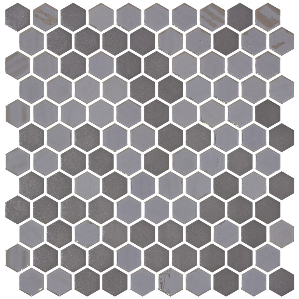 Hex Stoneglass Opalo Grey - Glass Mosaic by ONIX