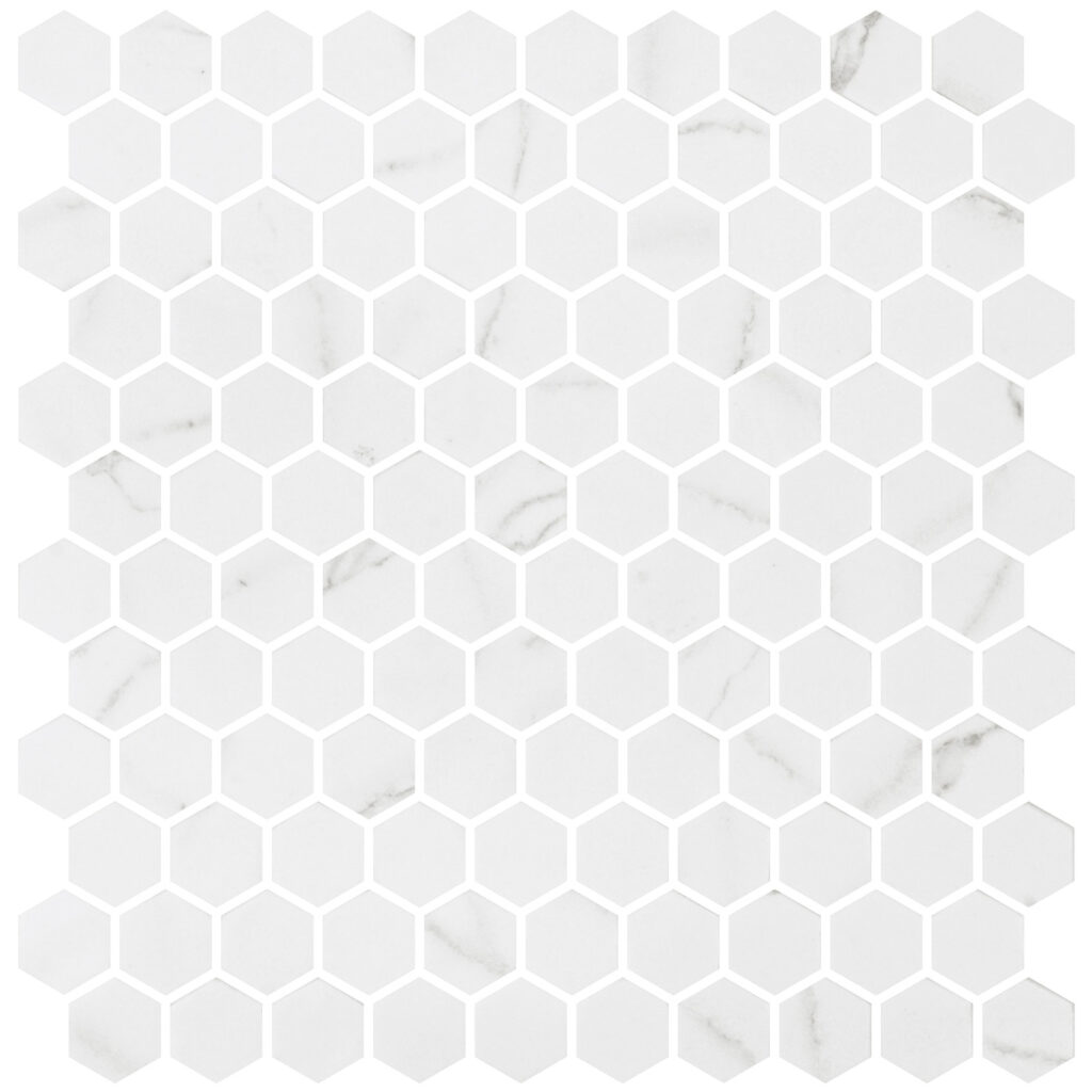 Hex Venato White Matte - Glass Mosaic by ONIX.
