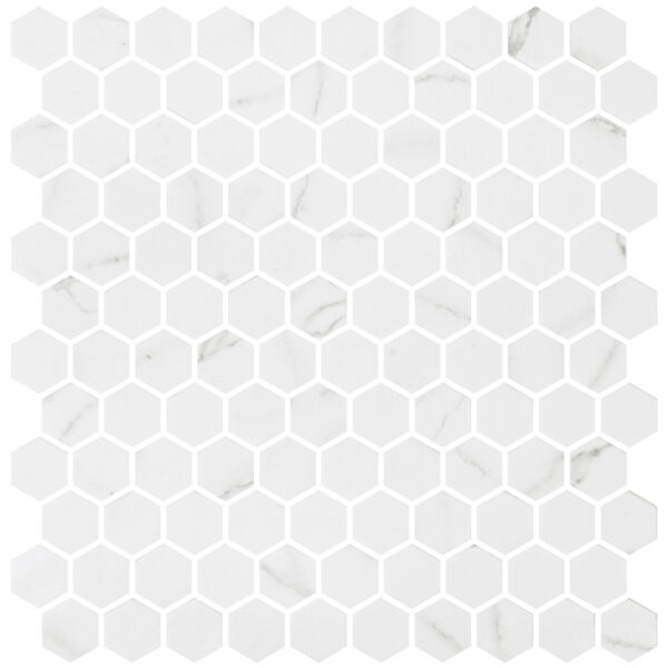 Hex Venato White Matte - Glass Mosaic by ONIX.