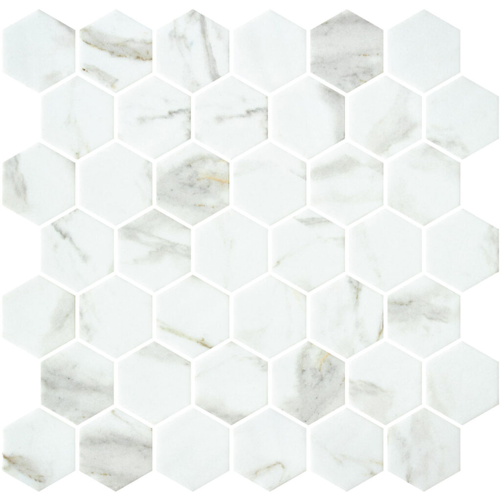 Hex XL Ecostones - Large marble-look hex mosaic